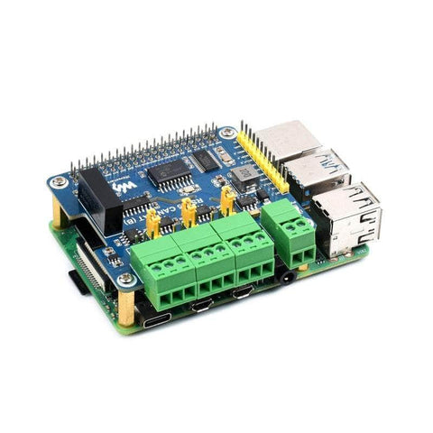 Isolated RS485 CAN HAT For Raspberry Pi, 2-Ch RS485, 1-Ch CAN