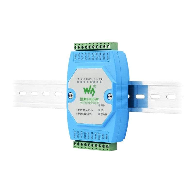 Isolated 8-ch RS485 Hub DIN Rail