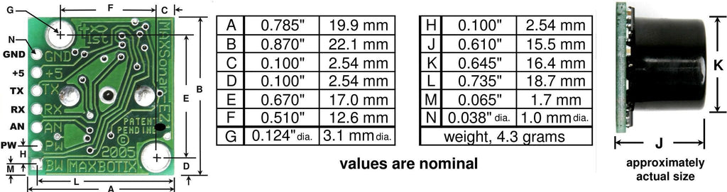 MB1000 LV-MaxSonar-EZ0 MaxBotix Ultrasonic Sensor @ IOT Store AU