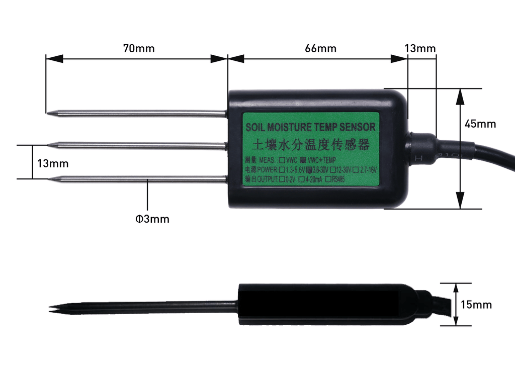Industrial Soil Moisture & Temperature Sensor MODBUS-RTU RS485